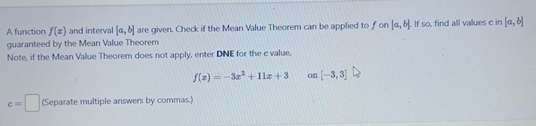 Solved A function f(x) ﻿and interval a,b ﻿are given. Check | Chegg.com