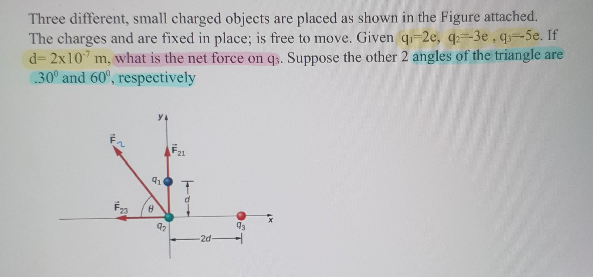 Solved Three different, small charged objects are placed as | Chegg.com