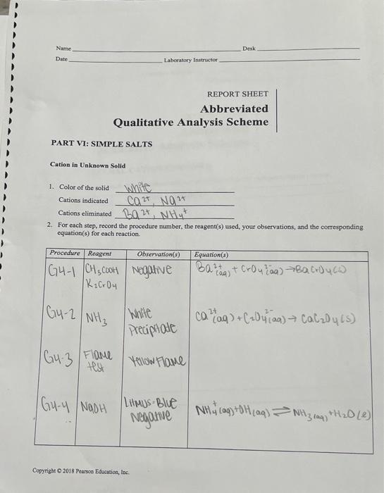 Solved Name Desk Date Laberatory Instructor REPORT SHEET | Chegg.com