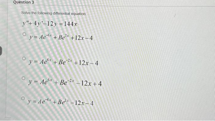 Solve the following differential equation | Chegg.com