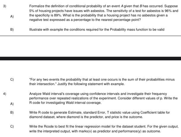 Solved Formalize the definition of conditional probability | Chegg.com