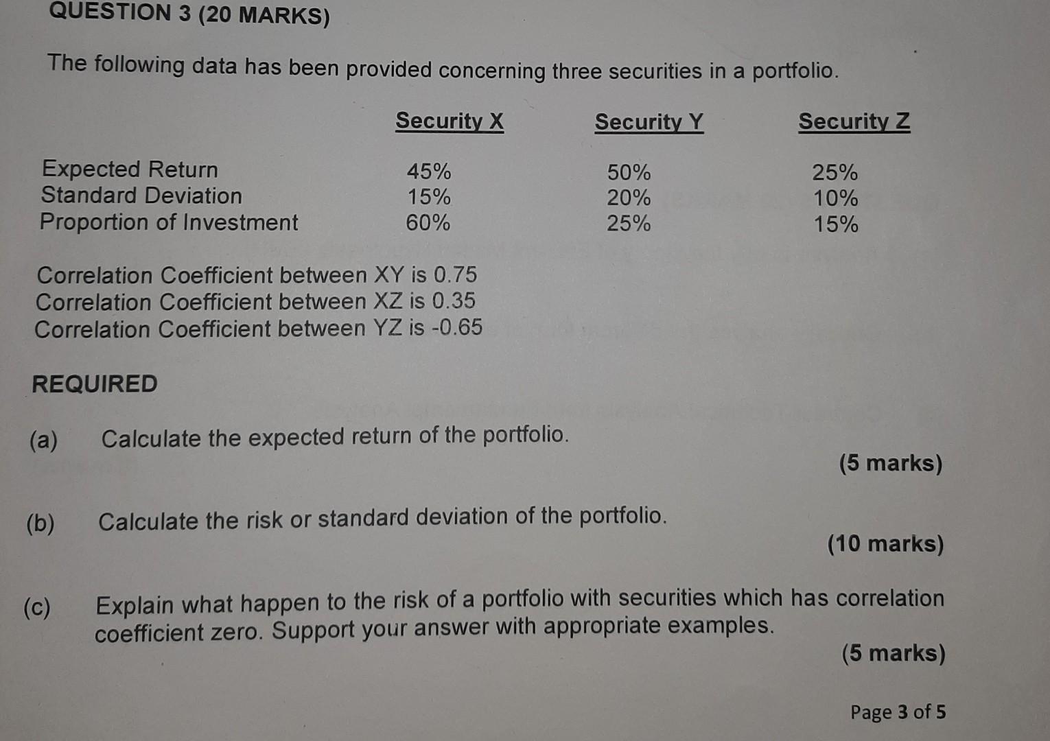 Solved QUESTION 3 (20 MARKS) The following data has been | Chegg.com