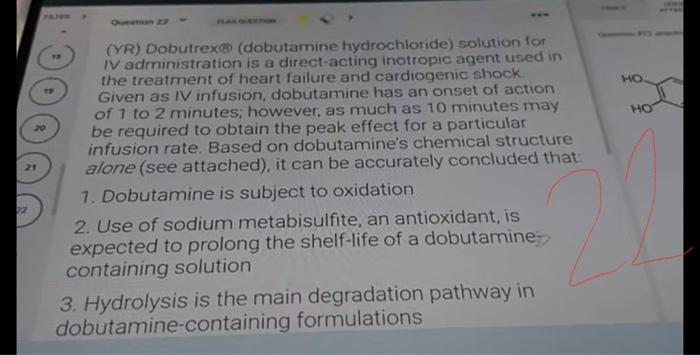 (YR) Dobutrex(Q) (dobutamine hydrochloride) solution | Chegg.com