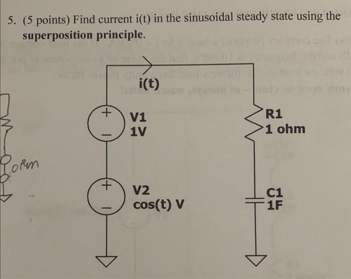 Solved 5. (5 points) Find current i(t) in the sinusoidal | Chegg.com