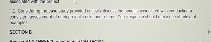 Solved associated with the project.1.2. ﻿Considering the | Chegg.com