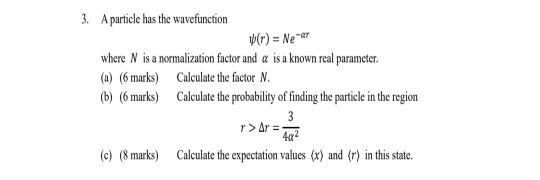 Solved A Particle Has The Wavefunctionψrne Arwhere N is 8702