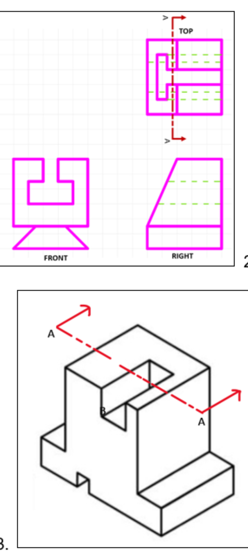 Solved Draw the indicated sectional view for both | Chegg.com