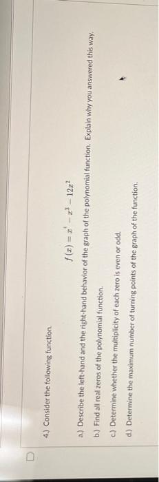 Solved 3.) Write the standard form of the quadratic function | Chegg.com