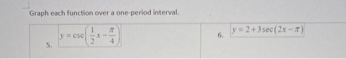 Solved Graph each function over a one-period interval. | Chegg.com
