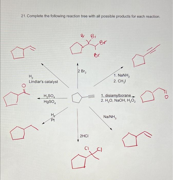 Solved 20. Complete the following reaction tree with all | Chegg.com