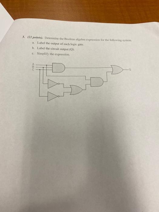 Solved 5. (22 poinfs). Determine the Boolenn algebra | Chegg.com