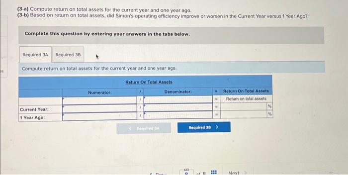 Solved (3-a) Compute return on total assets for the current | Chegg.com