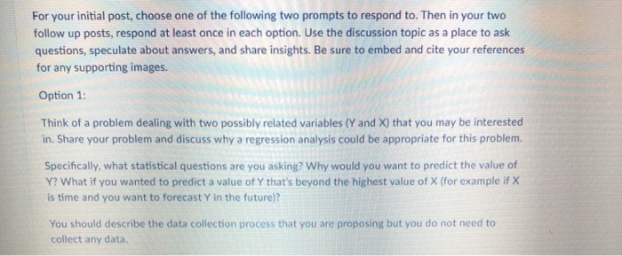 Solved For your initial post, choose one of the following | Chegg.com