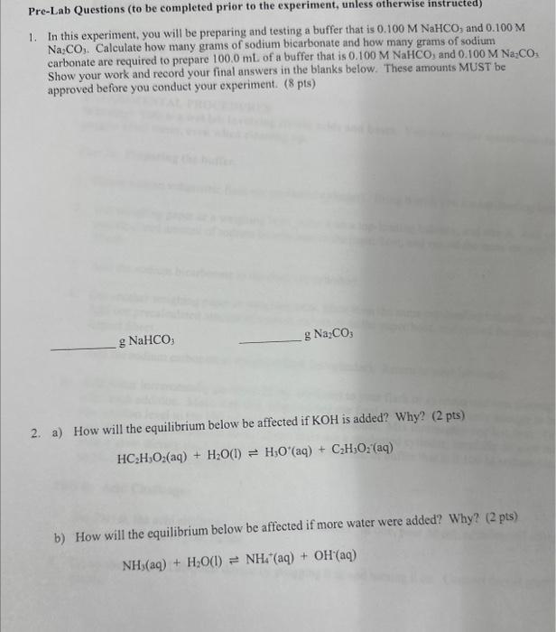Solved Pre-Lab Questions (to be completed prior to the | Chegg.com
