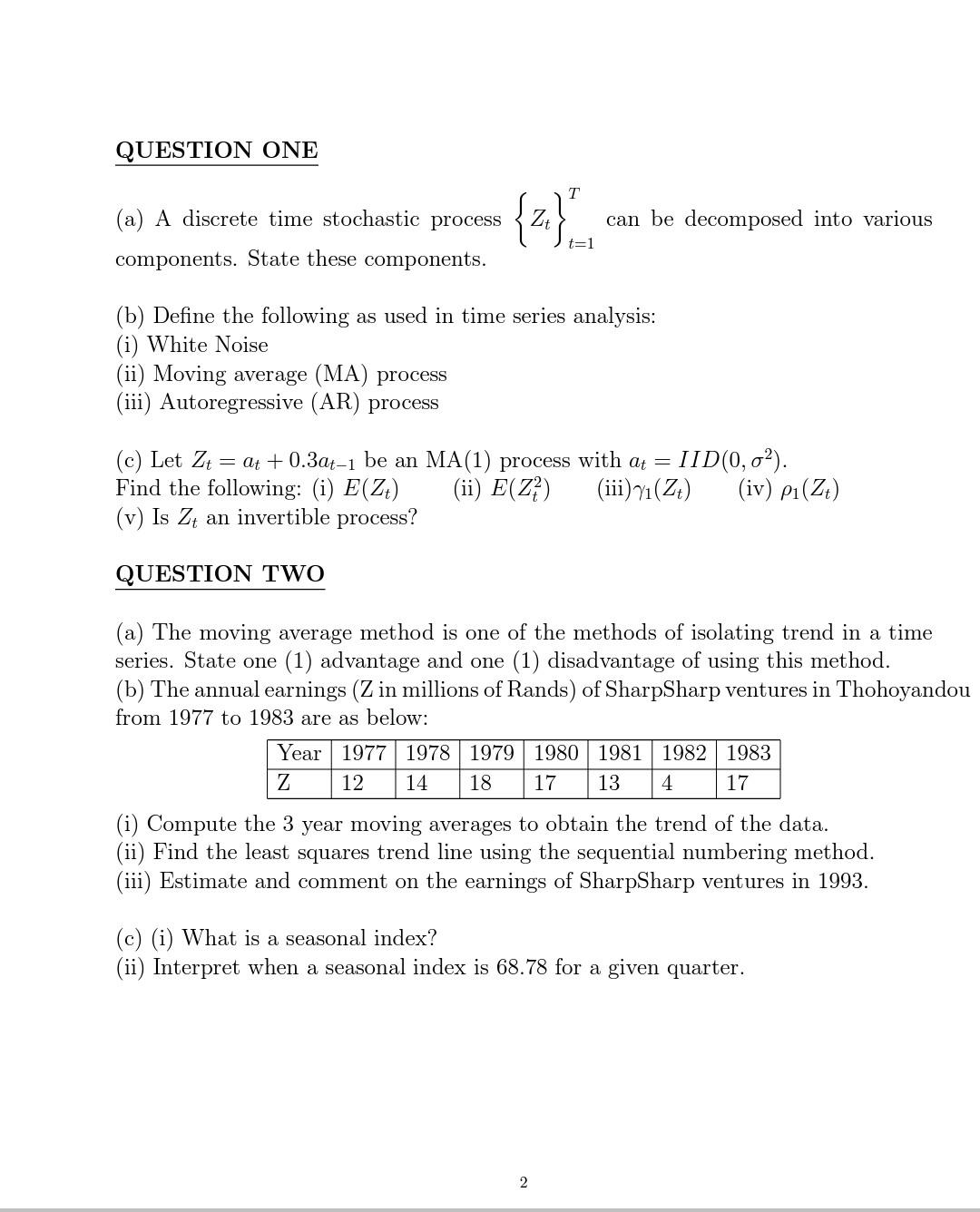 Solved A A Discrete Time Stochastic Process {zt}t 1t Can