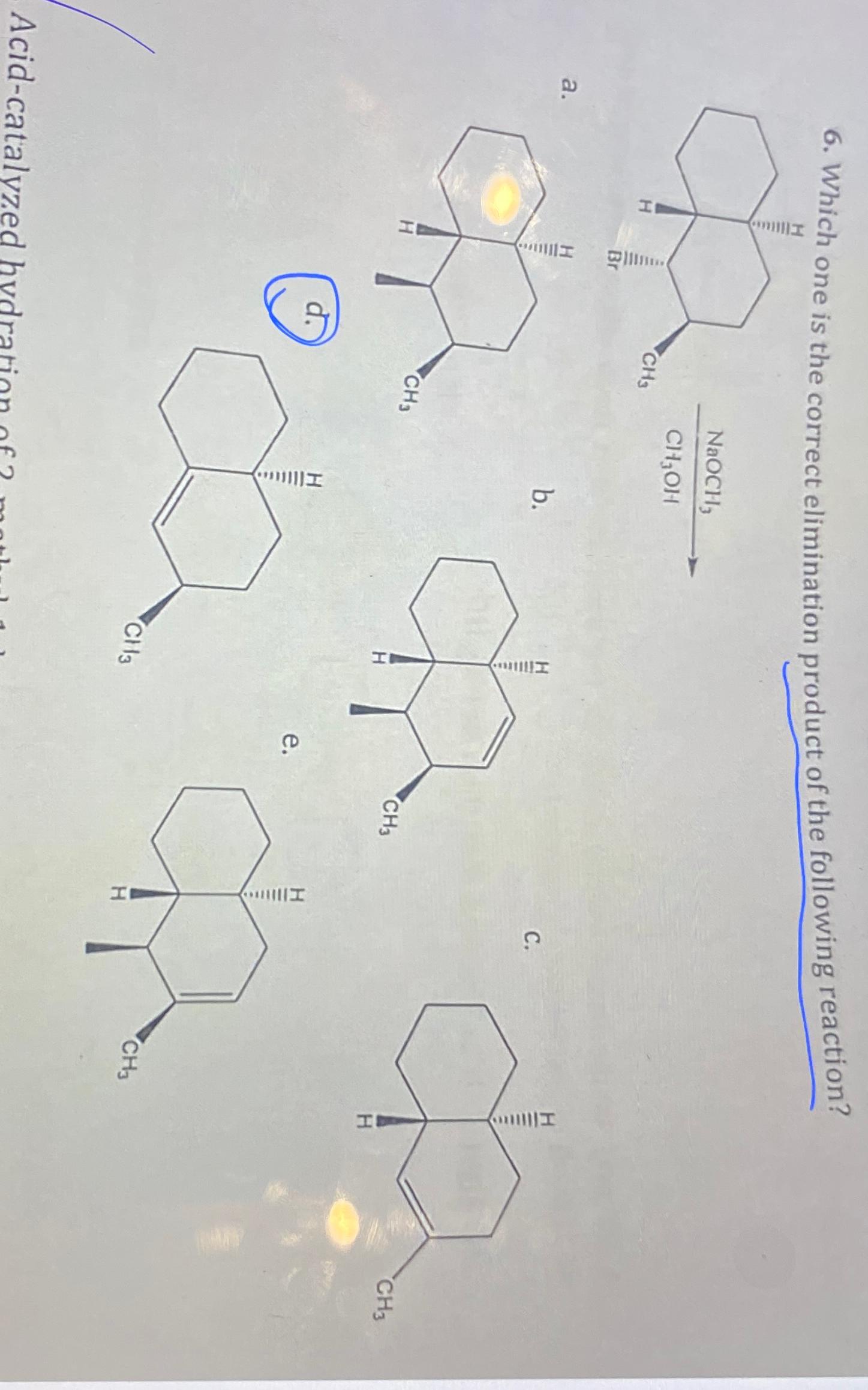 Solved Which one is the correct elimination product of the | Chegg.com