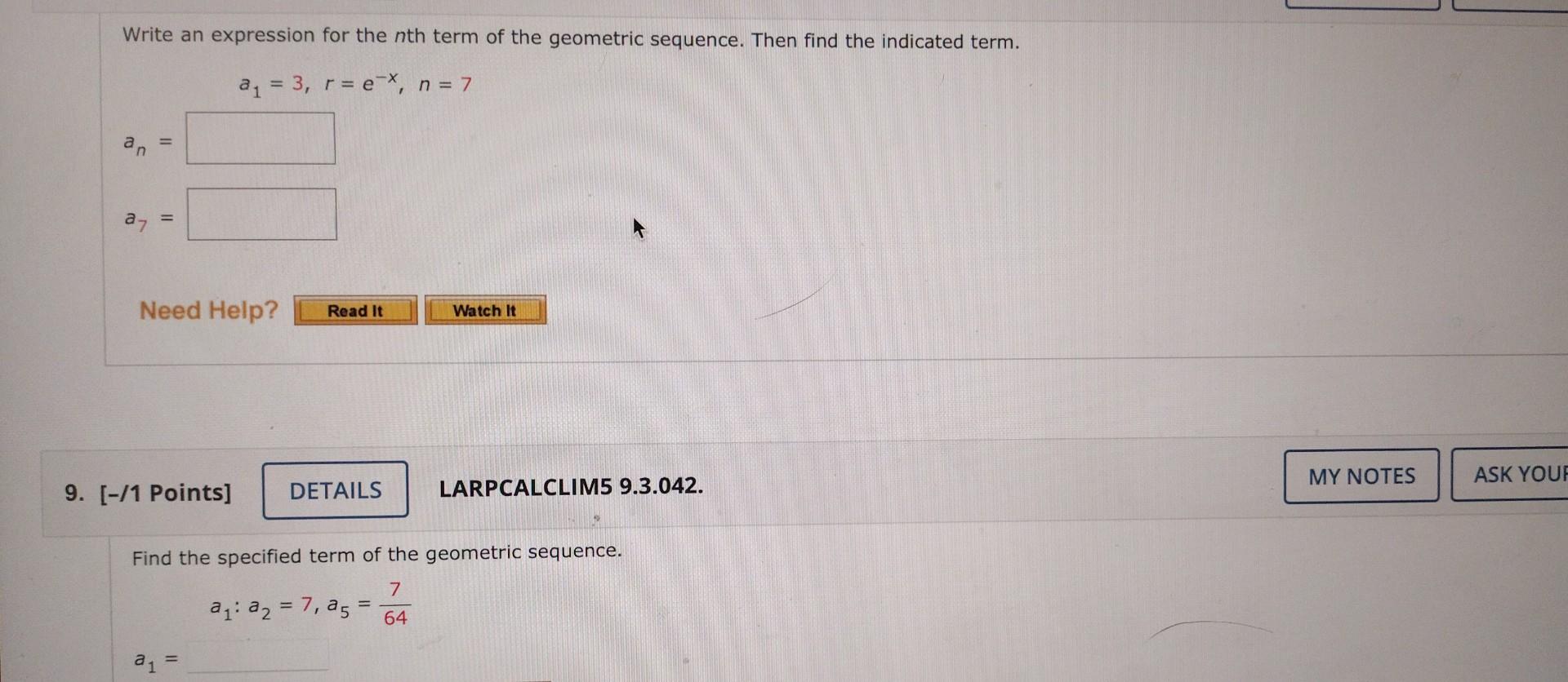 Solved Write an expression for the nth term of the geometric | Chegg.com