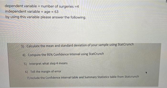 Solved dependent variable = number of surgeries =4 | Chegg.com