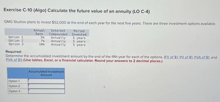 Solved Exercise C-5 (Algo) Calculate the present value of a | Chegg.com