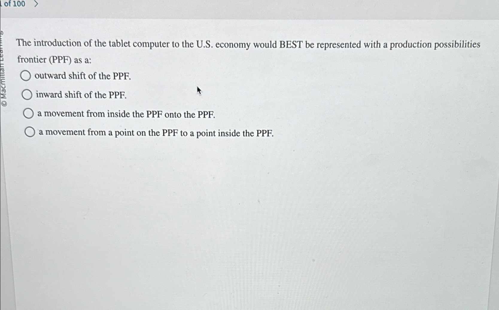 Solved of 100The introduction of the tablet computer to the | Chegg.com
