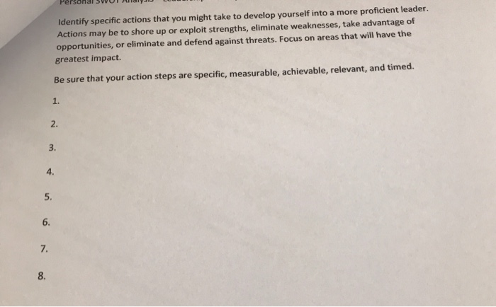 Solved Identify specific actions that you might take to | Chegg.com