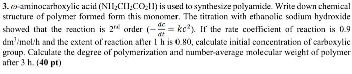Solved dc 3. m-aminocarboxylic acid (NH2CH2CO2H) is used to | Chegg.com
