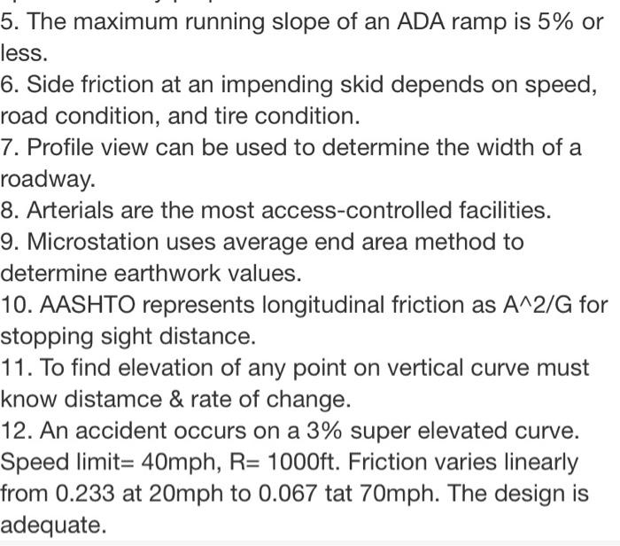 Solved 5. The maximum running slope of an ADA ramp is 5% or | Chegg.com
