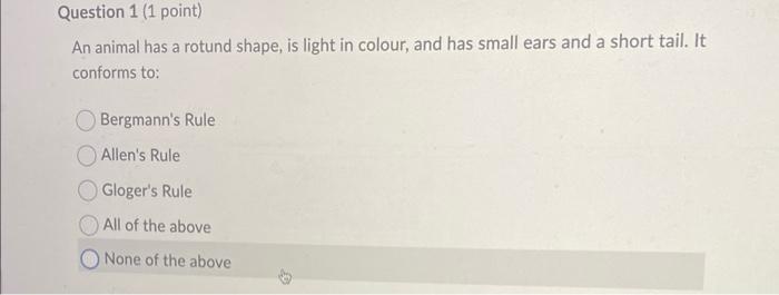 Solved An animal has a rotund shape, is light in colour, and | Chegg.com