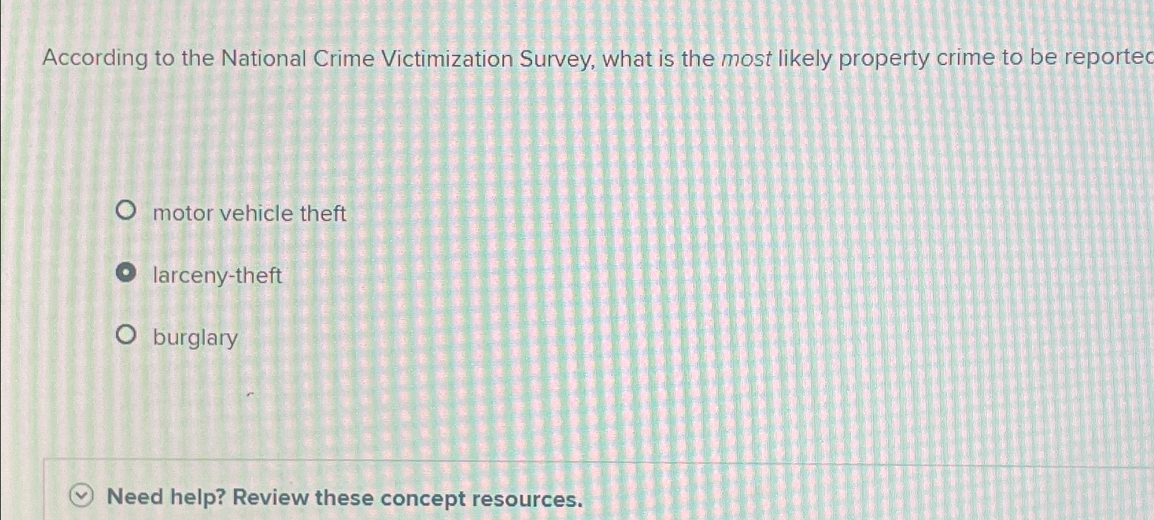 Solved According to the National Crime Victimization Survey, | Chegg.com Solved According to the National Crime Victimization Survey, | Chegg.com