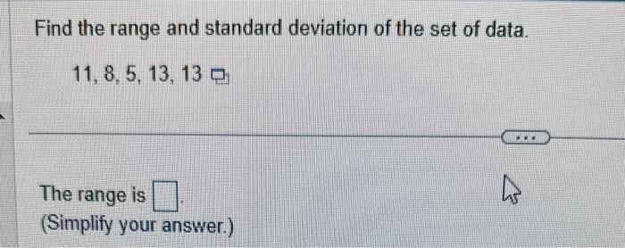 Solved Find the range and standard deviation of the set of | Chegg.com