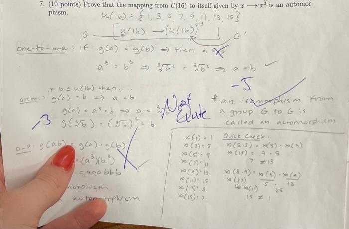Solved 7. (10 points) Prove that the mapping from U(16) to | Chegg.com