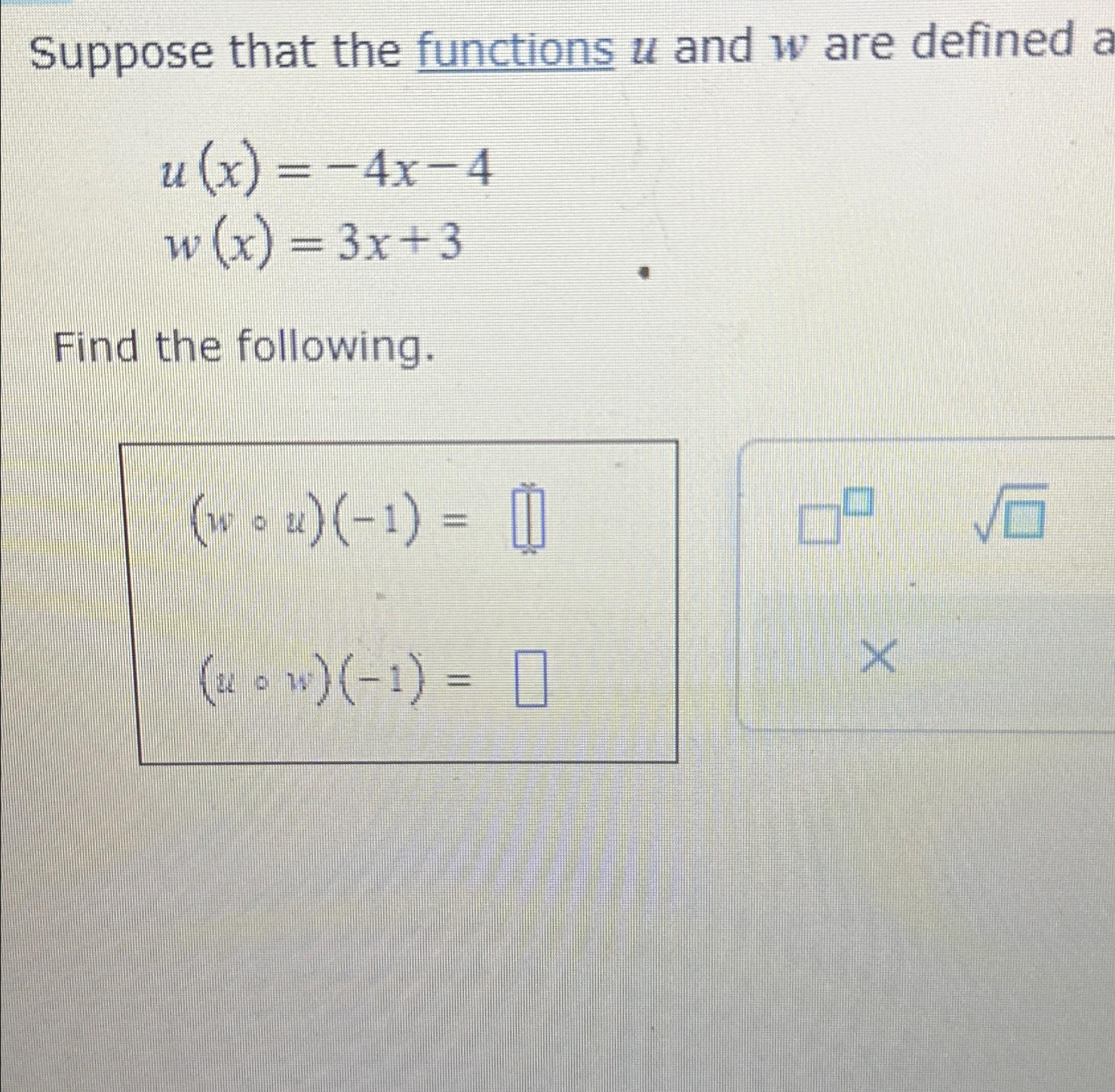 Solved Suppose that the functions u ﻿and w ﻿are | Chegg.com