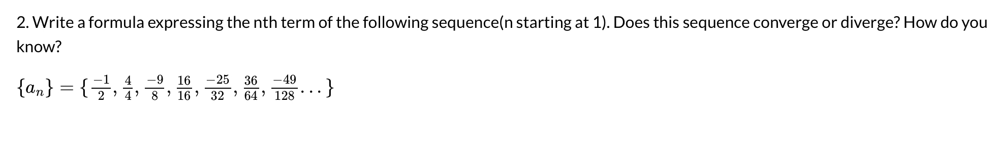 Solved Write a formula expressing the nth term of the | Chegg.com