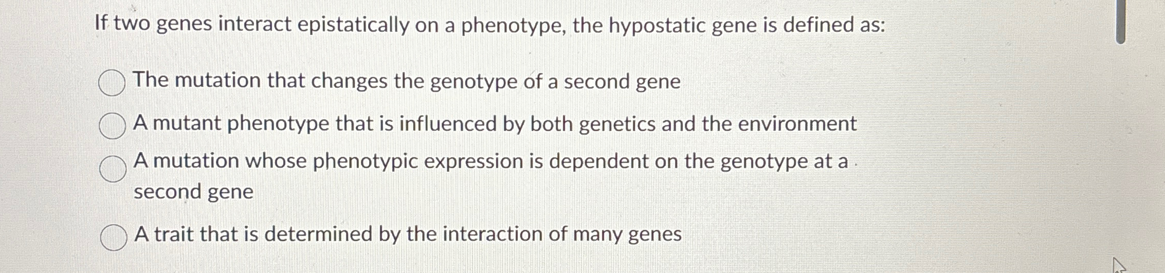 Solved If two genes interact epistatically on a phenotype, | Chegg.com