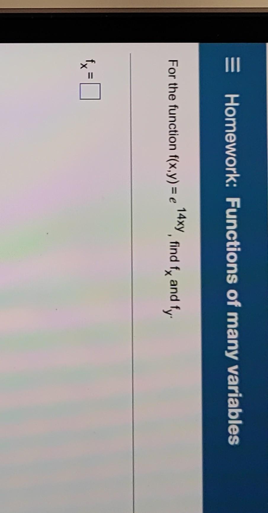 Solved = Homework: Functions of many variables For the | Chegg.com