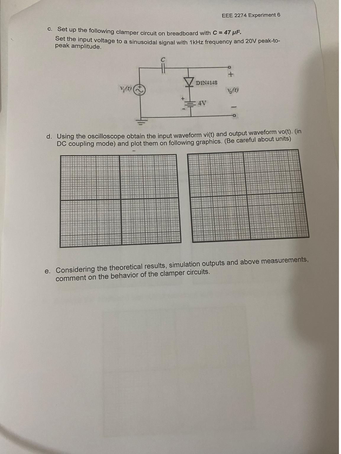 Solved EEE 2274 ﻿Experiment 6c. ﻿Set up the following | Chegg.com