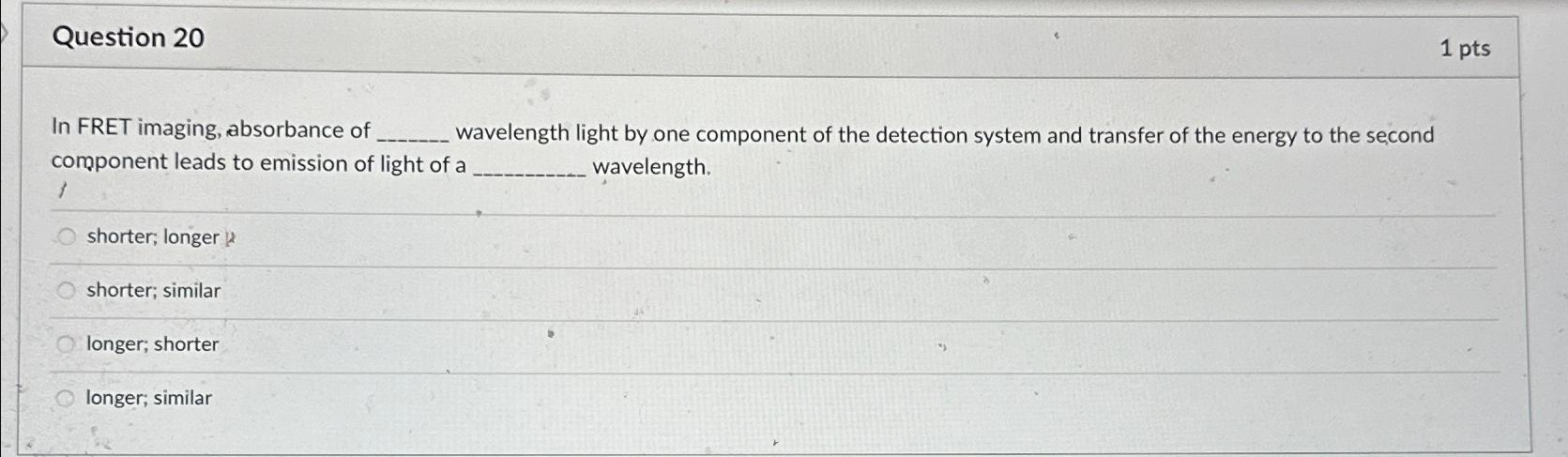 Solved Question 201 ﻿ptsIn FRET imaging, absorbance of | Chegg.com
