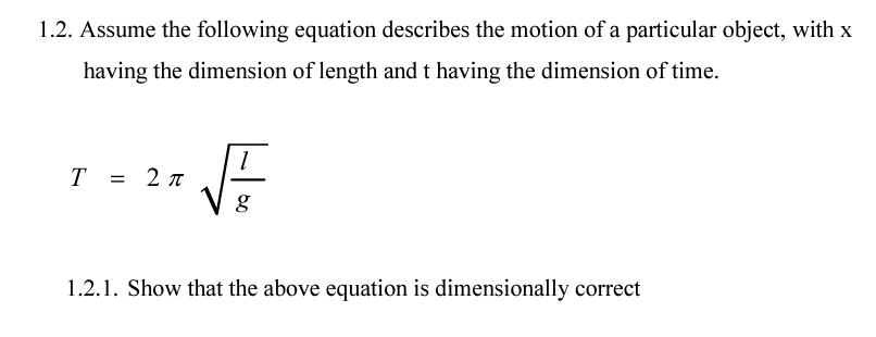 Solved 1.2. ﻿Assume the following equation describes the | Chegg.com