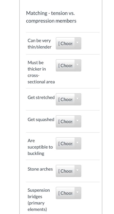 Solved Matching - tension vs. compression members Can be | Chegg.com
