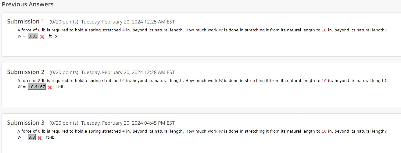 Solved Previous AnswersSubmission 1 (0/20 ﻿points) ﻿Tuesday, | Chegg.com