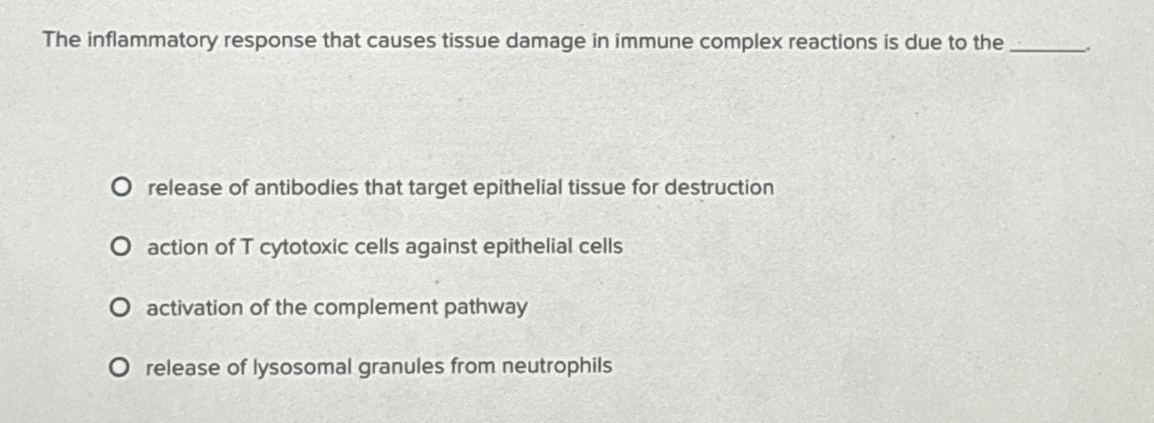 Solved The inflammatory response that causes tissue damage | Chegg.com