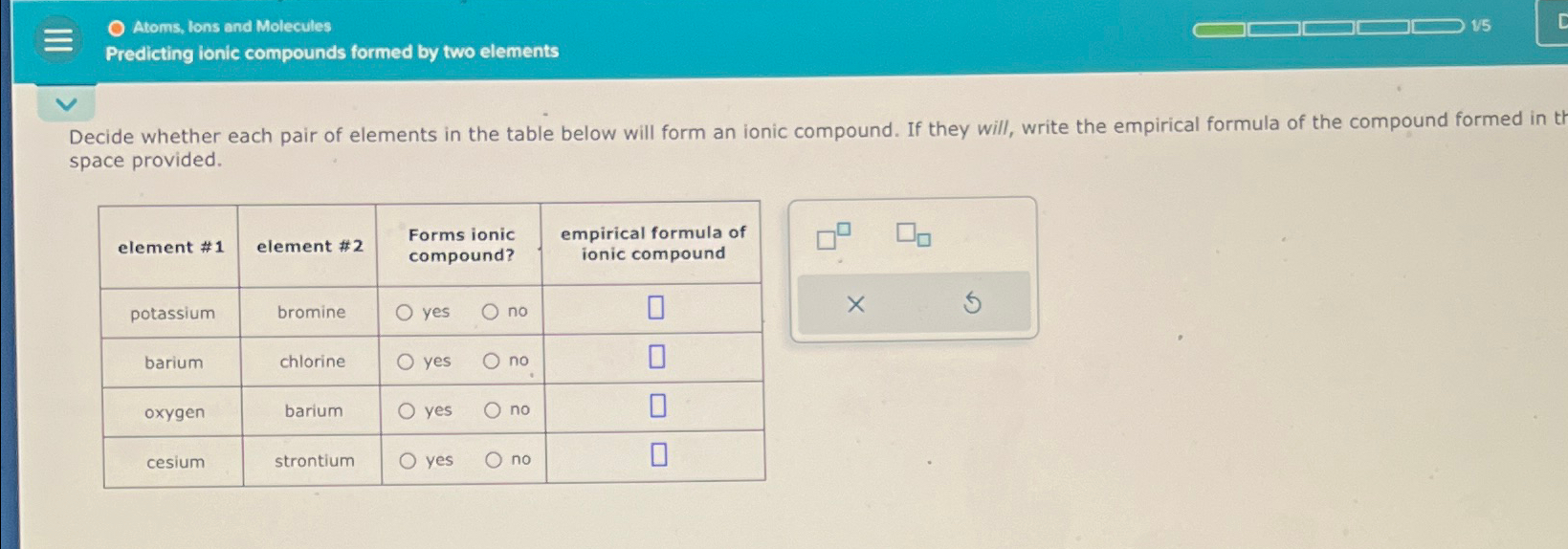Solved Atoms, Ions and MoleculesPredicting ionic compounds | Chegg.com