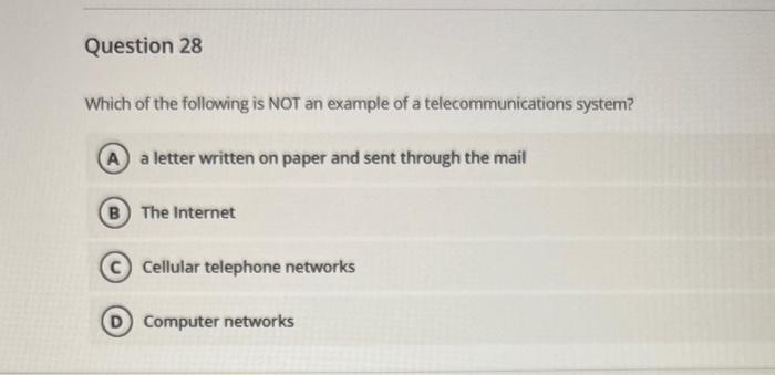 Solved Which of the following is NOT an example of a | Chegg.com