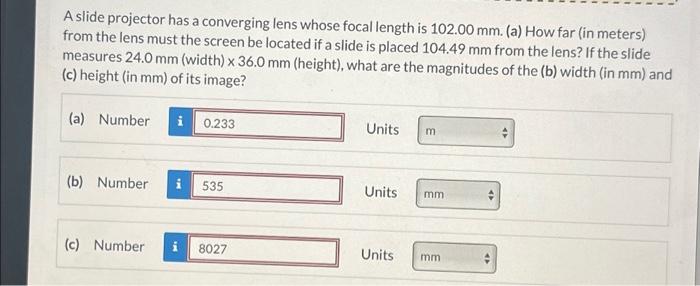 Solved A slide projector has a converging lens whose focal | Chegg.com