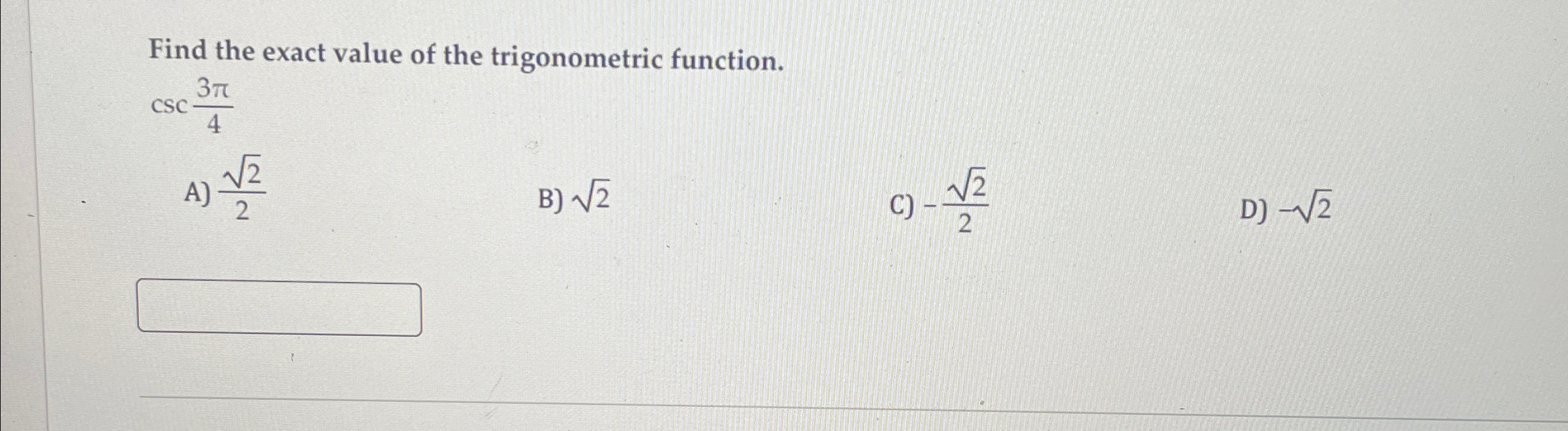 Solved Find the exact value of the trigonometric | Chegg.com