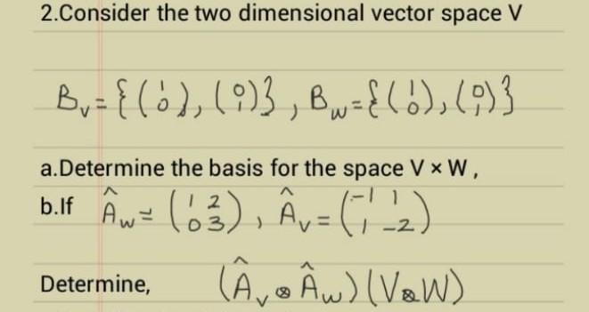 Solved 2.Consider the two dimensional vector space V | Chegg.com