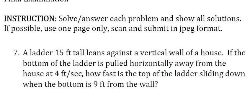 Solved INSTRUCTION: Solve/answer each problem and show all | Chegg.com