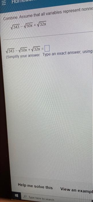 Solved 111 Combine Assume that all variables represent nonne | Chegg.com