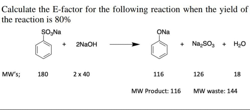 Solved Calculate the E-factor for the following reaction | Chegg.com