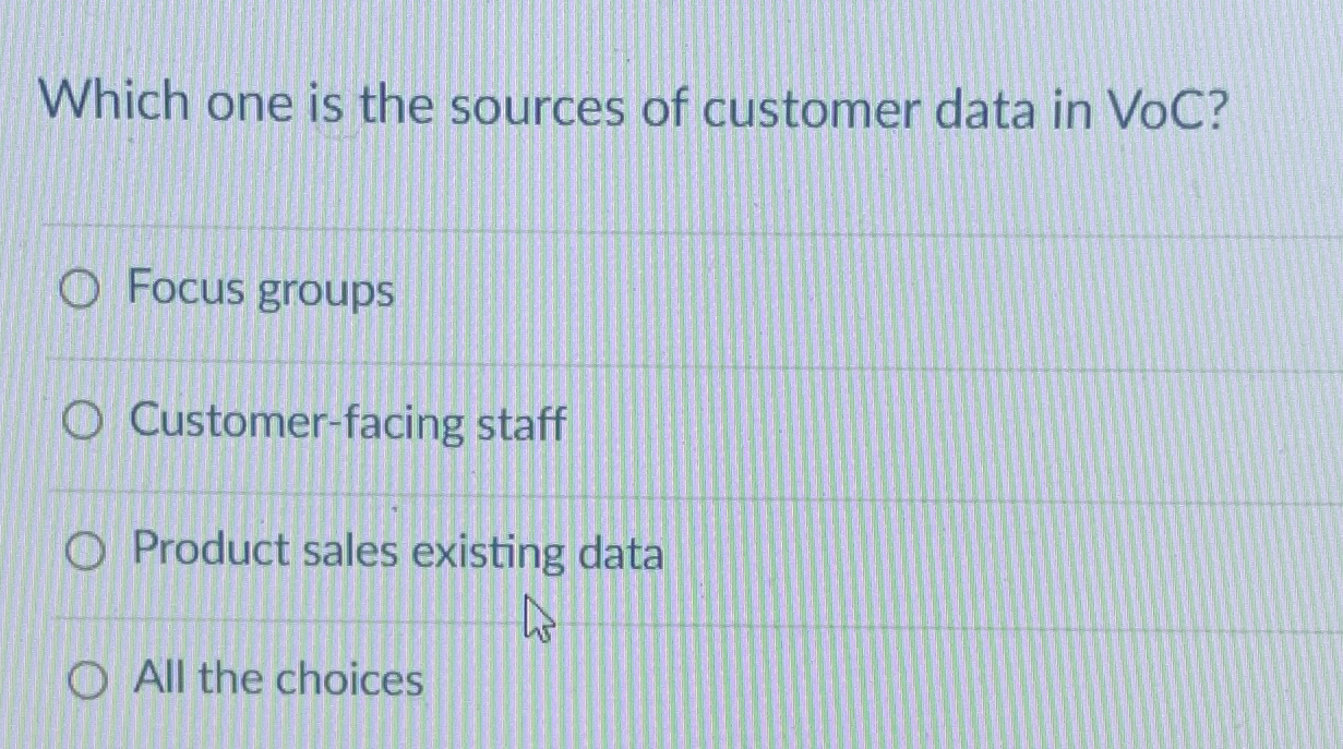 Solved Which one is the sources of customer data in | Chegg.com